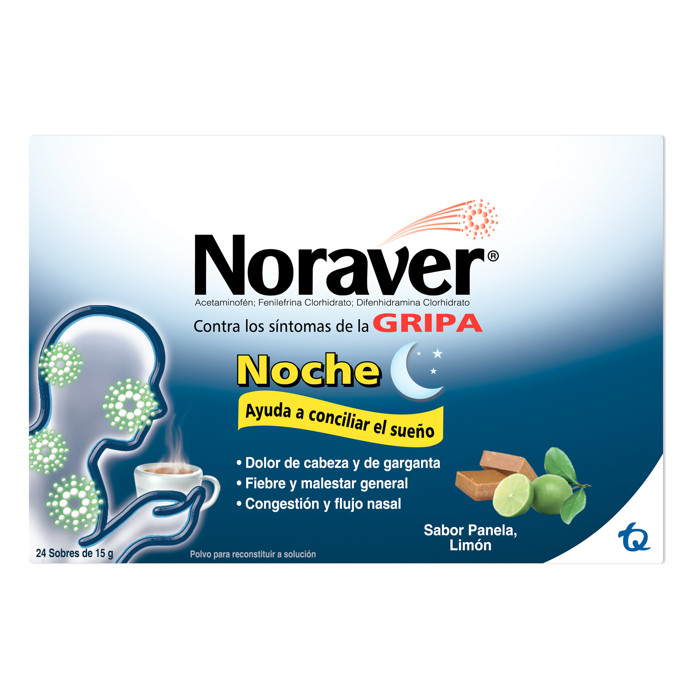 Noraver Gripa Bebida Noche 24 Sobres