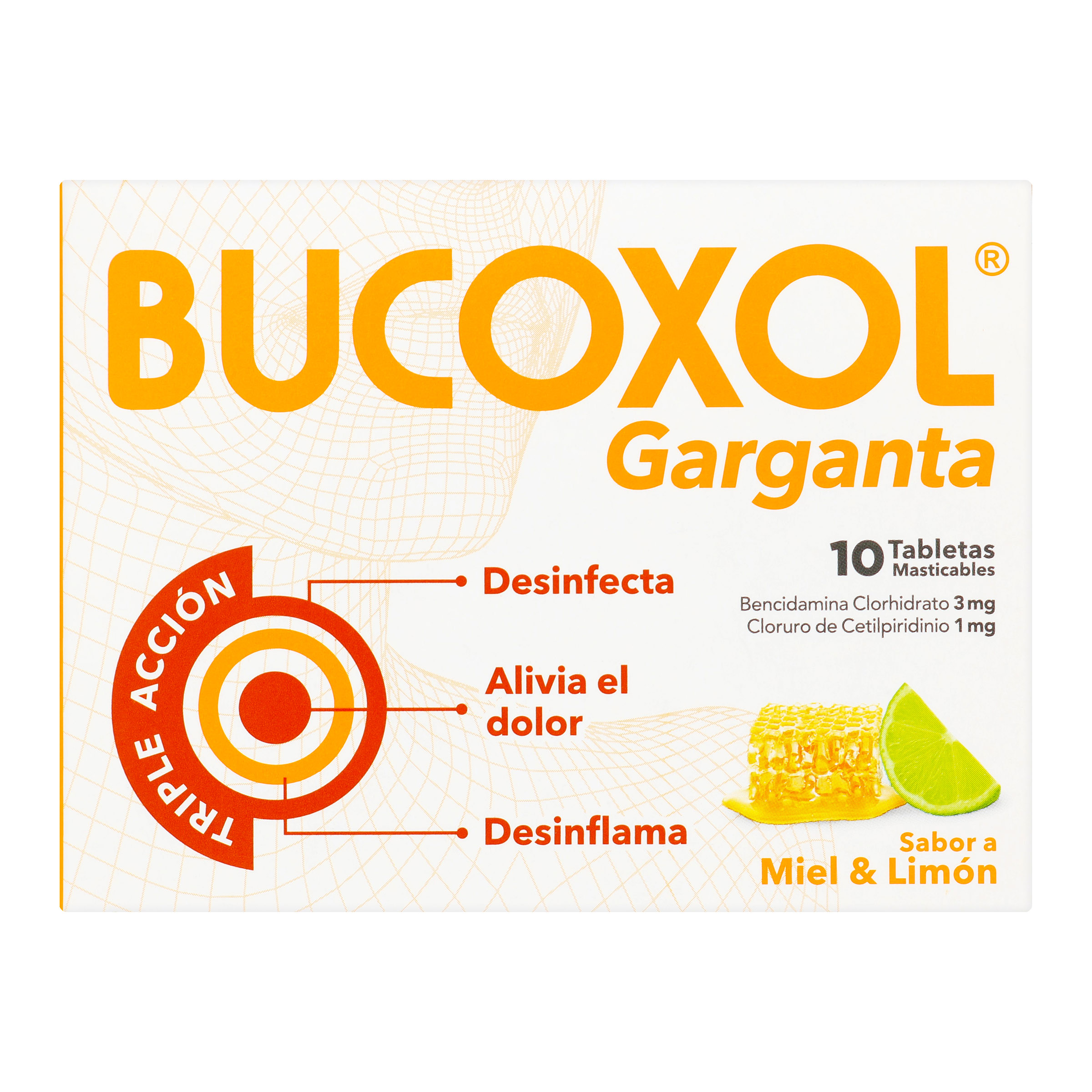 Bucoxol Triple Accion Miel y Limon 10 Tabletas Masticables