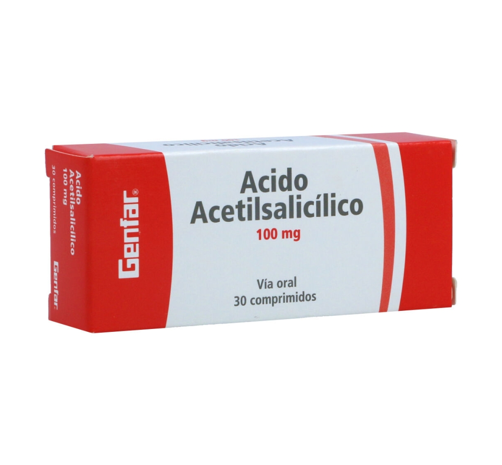 Ácido Acetilsalicilico 100 mg 30 Tabletas Genfar
